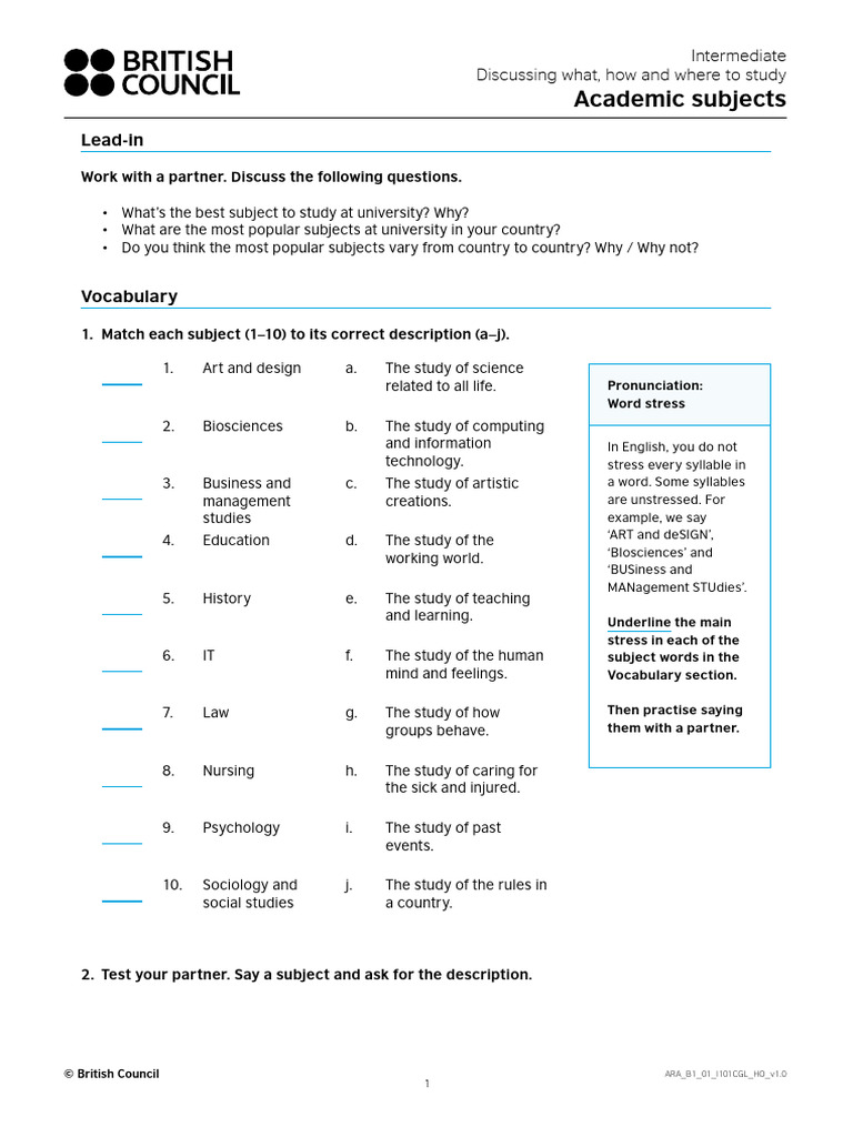 ARA B1 01 I101CGL HO v1.0 | PDF | Stress (Linguistics) | Linguistics