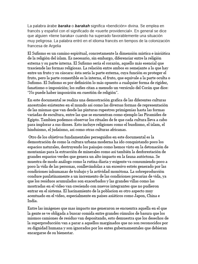 Baraka | PDF | El sufismo | Residuos