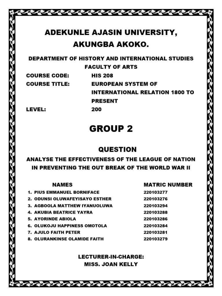 HIS 208 Presentation by Shalom | PDF | League Of Nations | World War II