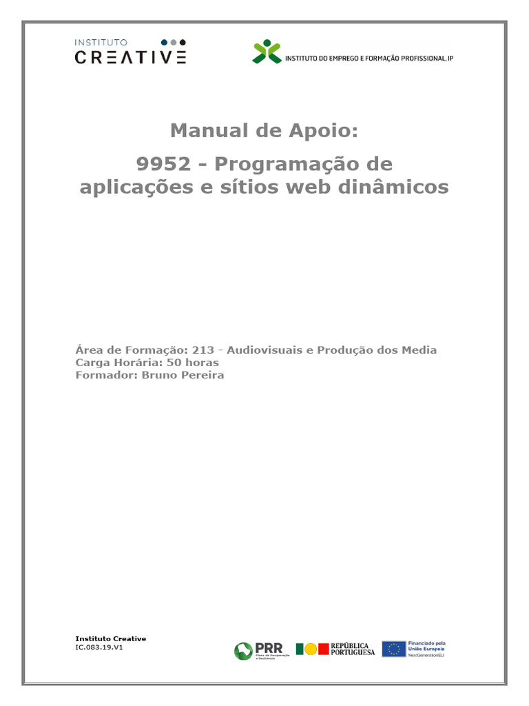 IC.083.19.V1 - Manual de Apoio Ufcd 9952 | PDF | XML | Modelo cliente ...
