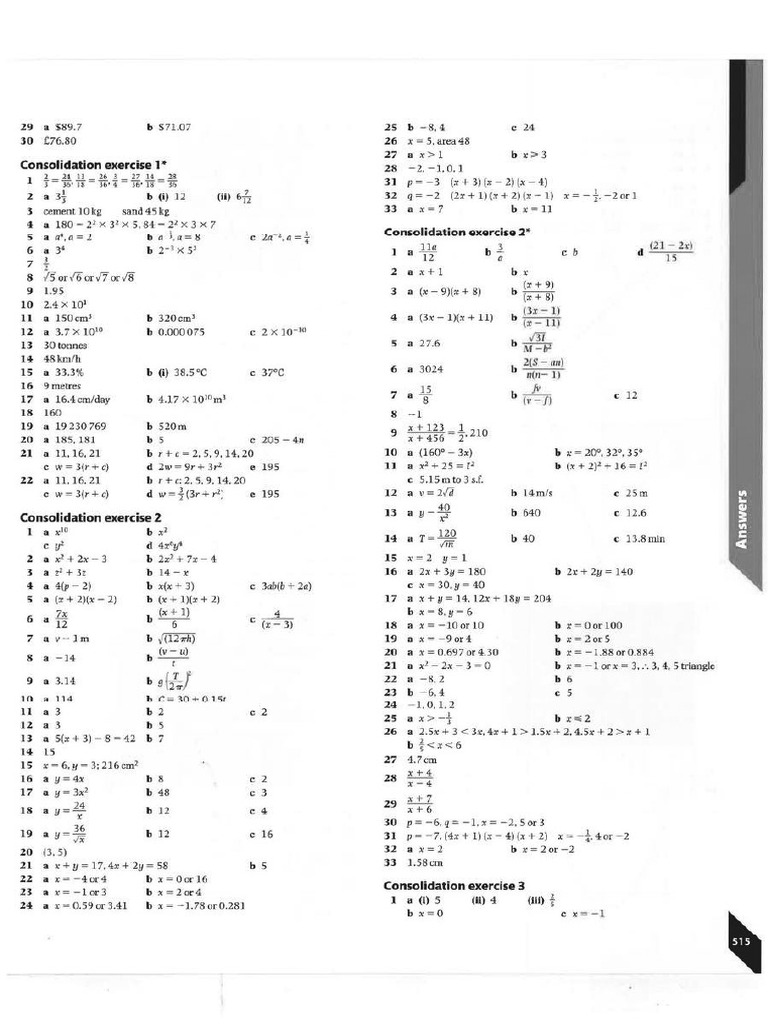 CONSOLIDATION EXERCISE 1 Edexcel Igcse Math B | PDF