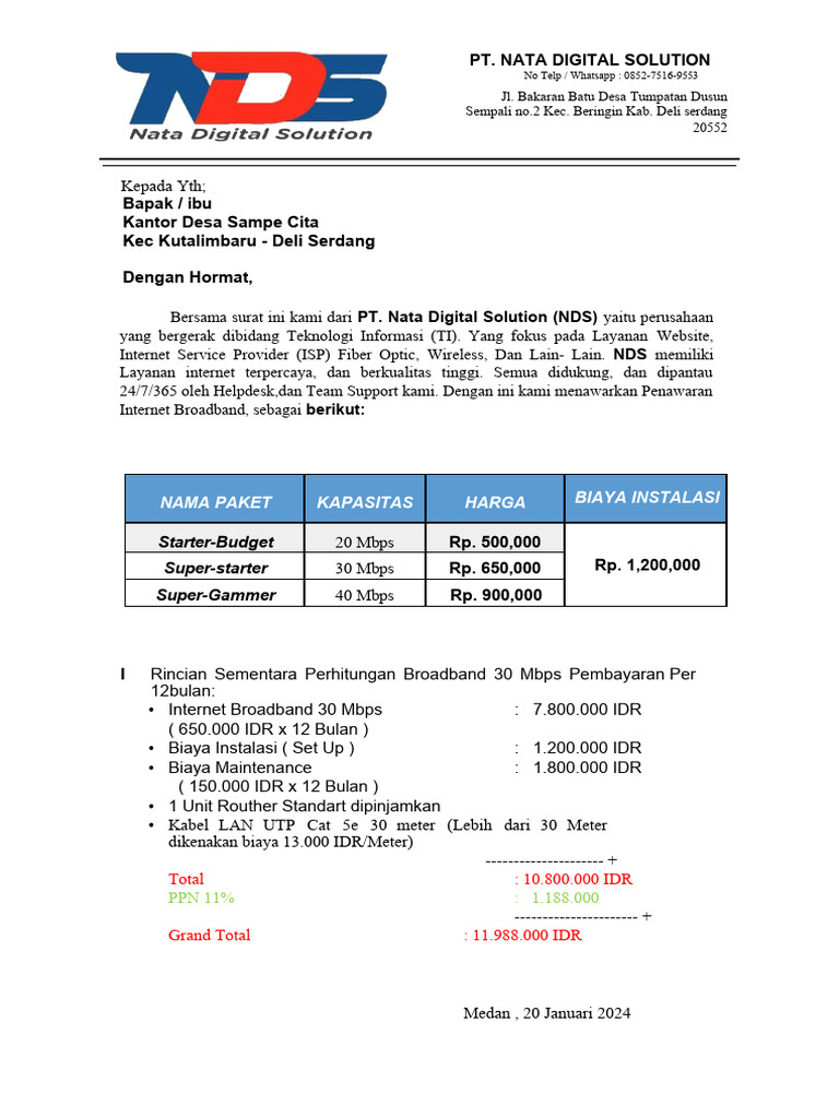 KTR Desa Sampe Cita | PDF | Bisnis