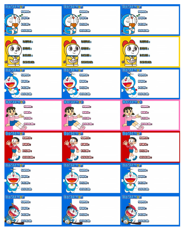 doraemon label nama | PDF