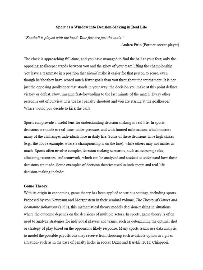 Decision-Making Insights from Sports | PDF | Utility | Decision Making