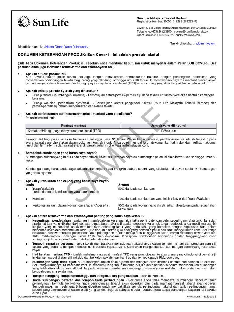 Sun Cover-I PDS Final 08112022 - (BM) | PDF