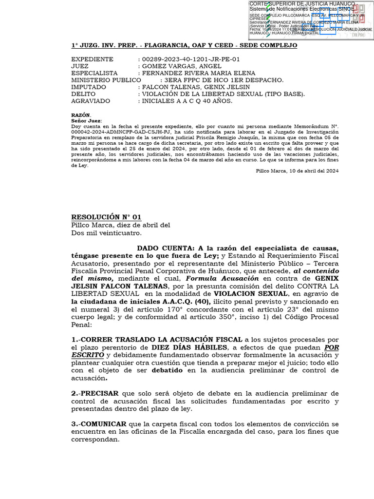Exp. 00289-2023-40-1201-JR-PE-01 - Anexo - 94005-2024 | PDF | Fiscal | Ley procesal