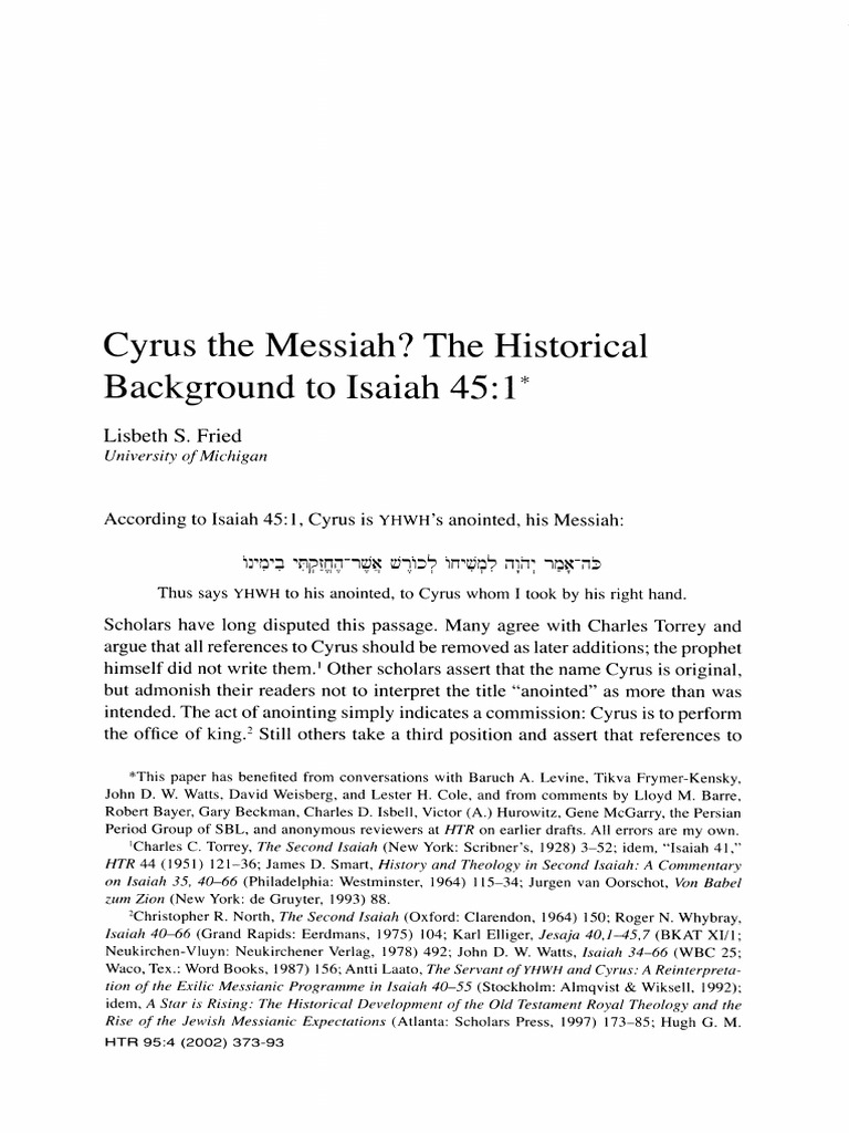 Cyrus The Messiah The Historical Background | PDF
