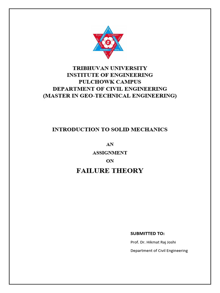 Failure-Theory-Assignment-by-Sujeet Dhakal - 079MSGtE020 | PDF | Ductility | Fracture