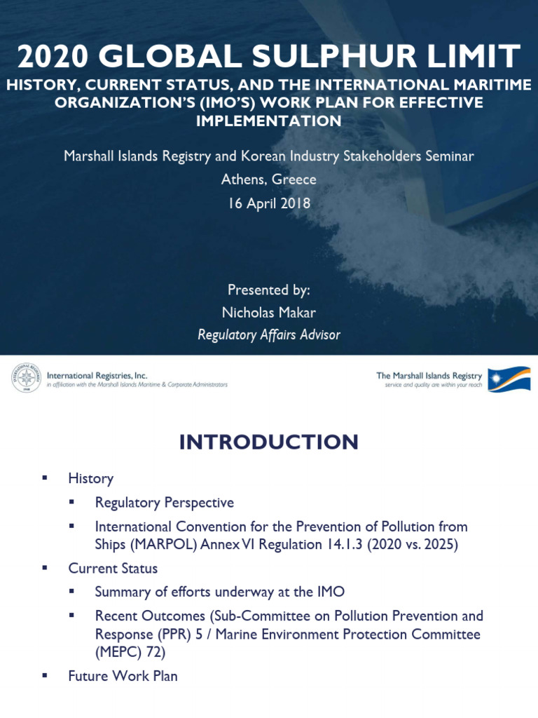 2020 Global Sulphur Cap A Regulatory Perspective | PDF | Business ...