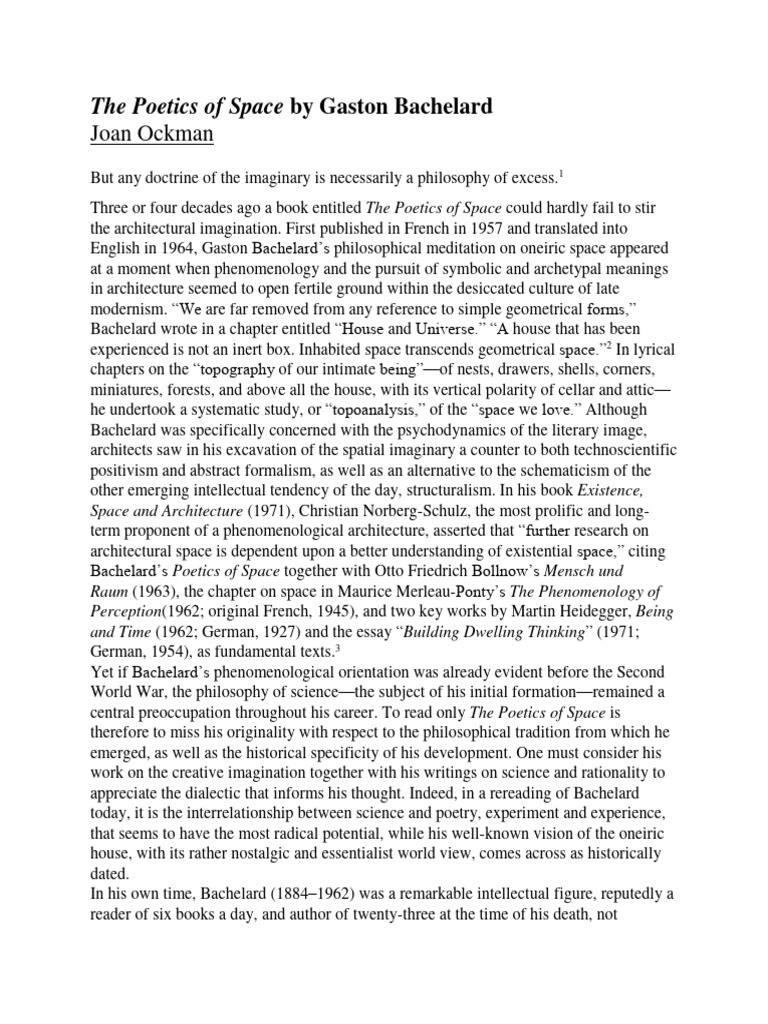 The Poetics of Space | PDF | Experience | Science