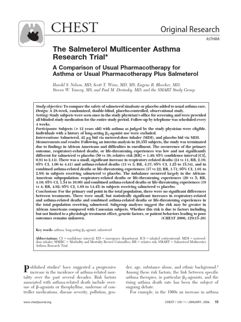 SMART Trial | PDF | Asthma | Relative Risk