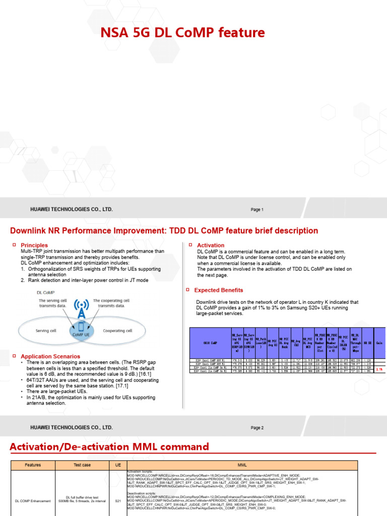 NSA 5G DL COMP_Function and Features verification | Download Free PDF | Information And ...