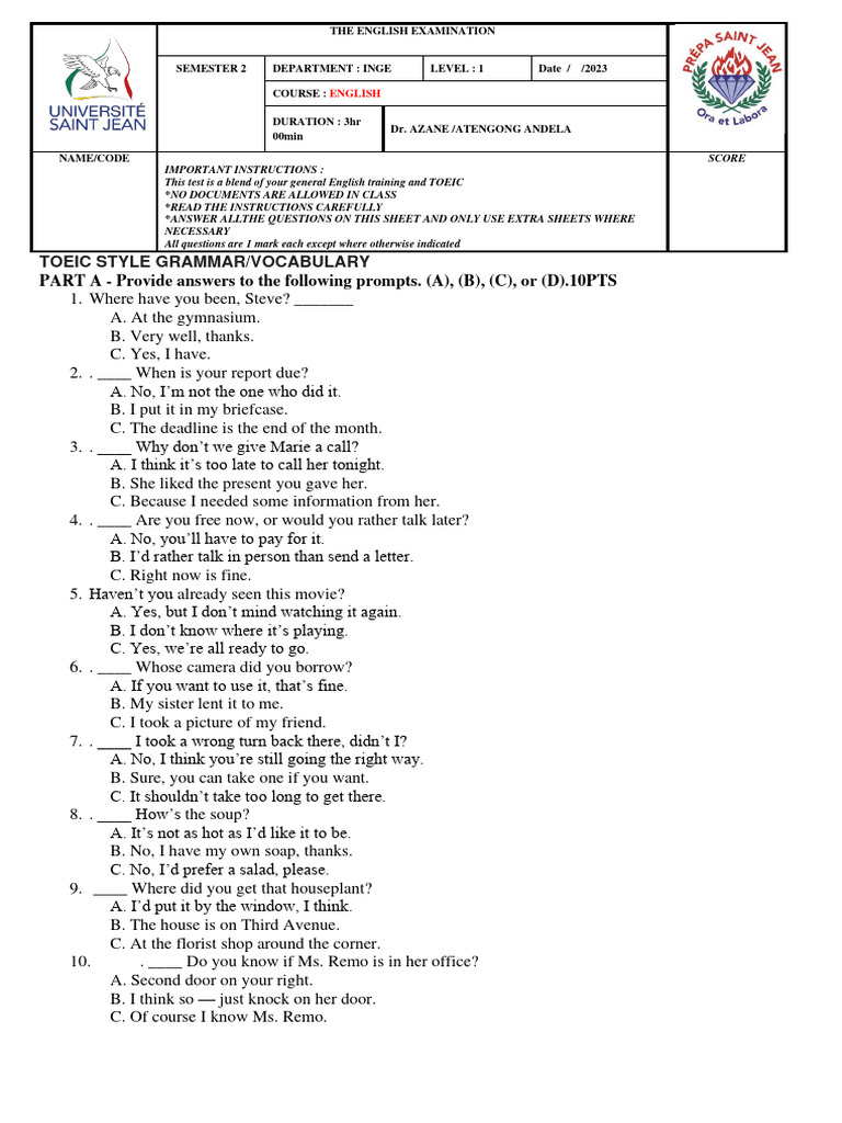 The English Examination | PDF