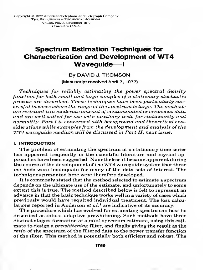 Spectrum Estimation Techniques for Characterization and Development of ...