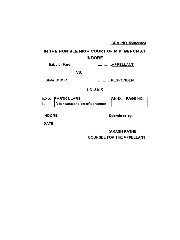 Babulal Fourth Suspension Application | PDF | Appeal | Prosecutor