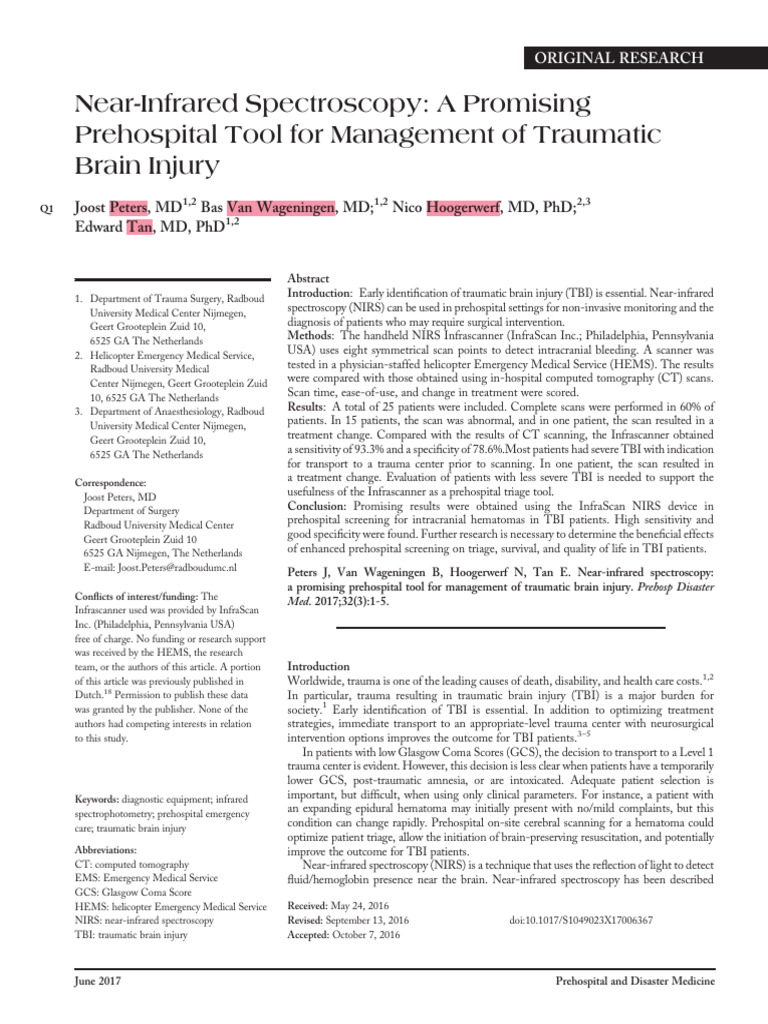 Pre-Hospital Dutch Study | PDF | Traumatic Brain Injury | Emergency ...