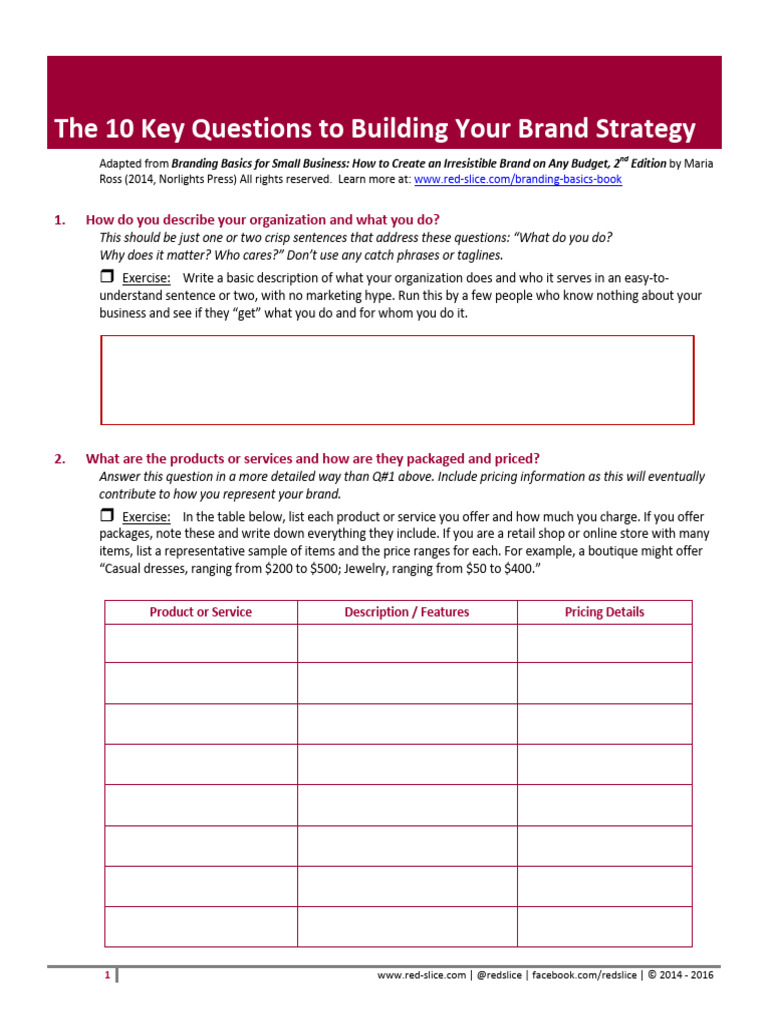 Key Questions for Brand Strategy | PDF | Brand | Marketing