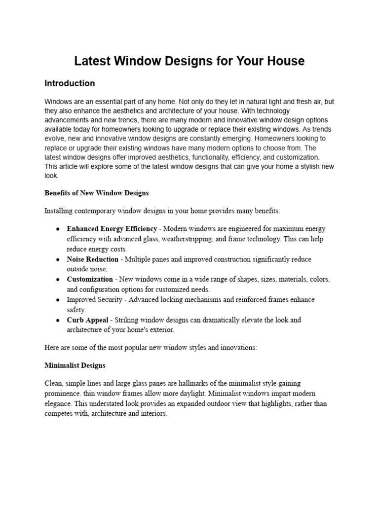 Latest Window Designs For Your House | PDF | Window | Glasses