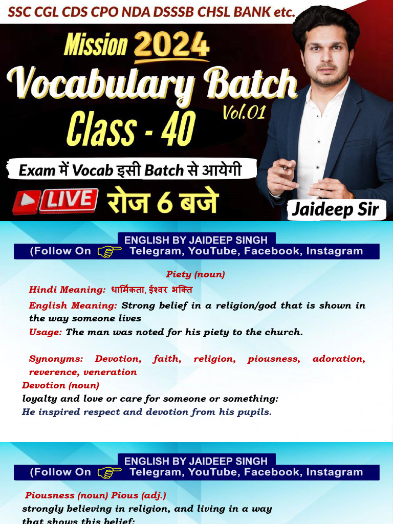 Vocab Class 40 Vol. 01 | PDF | Language Arts & Discipline | Foreign Language Studies