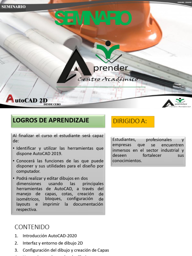 CAP 1-2 PRESENTACION AutoCAD-2D | PDF | Cad automático | Menú (Computación)