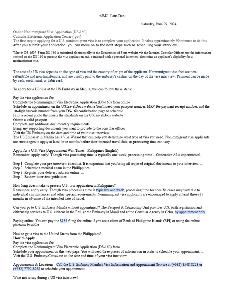 US Embassy Visa Info 062924 | PDF | Travel Visa | Passport