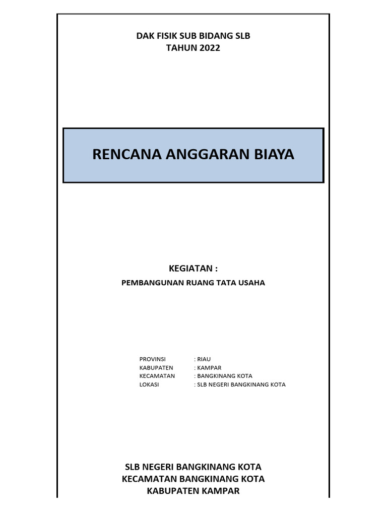 RAB - TU - SLBN Bangkinang Kota - R06 | PDF