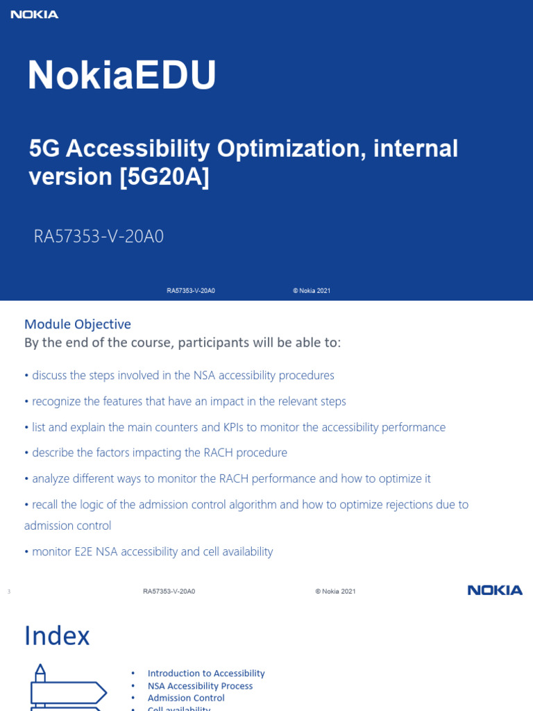 20A - 5G Accessibility Optimization - Internal Version | PDF | Lte (Telecommunication) | 4 G