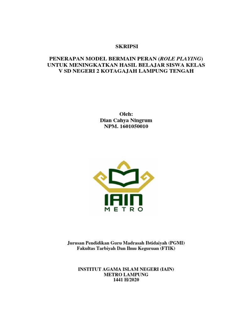 Skripsi Dian Cahya Ningrum Npm. 1601050010 | PDF | Karier ...