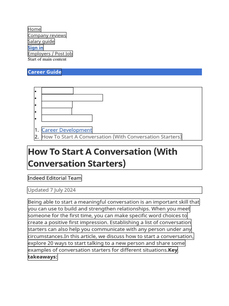 How To Start A Conversation (With Conversation Starters) : Career Guide ...