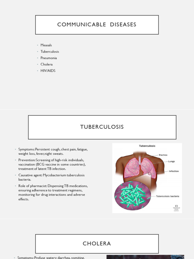 Communicable Diseases: Measals Tuberculosis Pneumonia Cholera Hiv/Aids ...