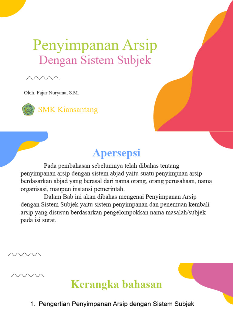 Pert 3 - Penyimpanan Arsip Dengan Sistem Subjek | PDF