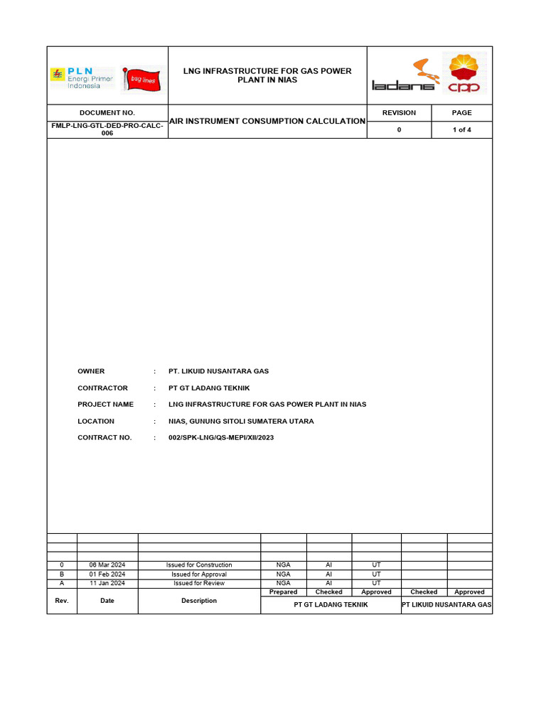 Air Instrument Consumption Calculation - Rev 0 (Nias) | PDF ...