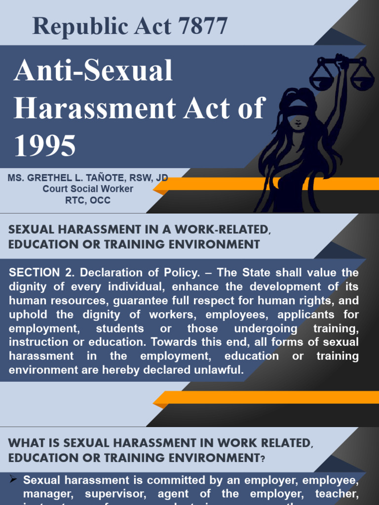 RA 7877 Anti-Sexual Harassment Act of 1995 | PDF | Sexual Harassment ...