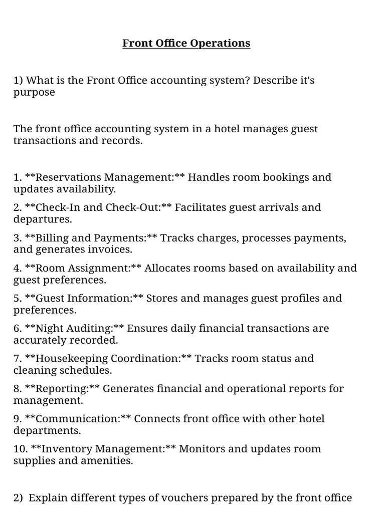 Front Office Notes | PDF | Fires