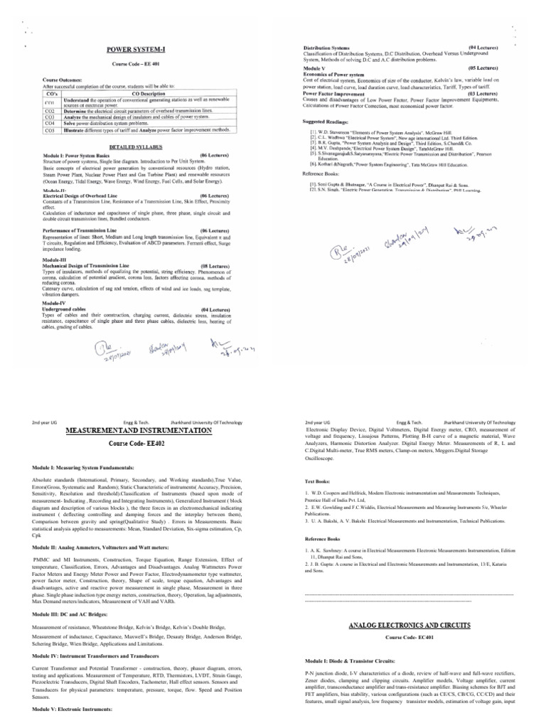 Microsoft Word - Updated B.Tech 3rd & 4th Sem Structure & Syllabus JUT, Ranchi | Download Free ...