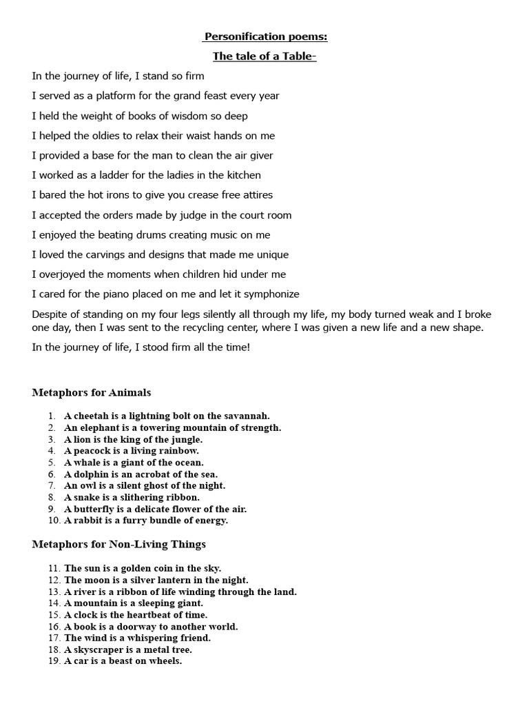 Personification Poems Eng-MT1 | PDF