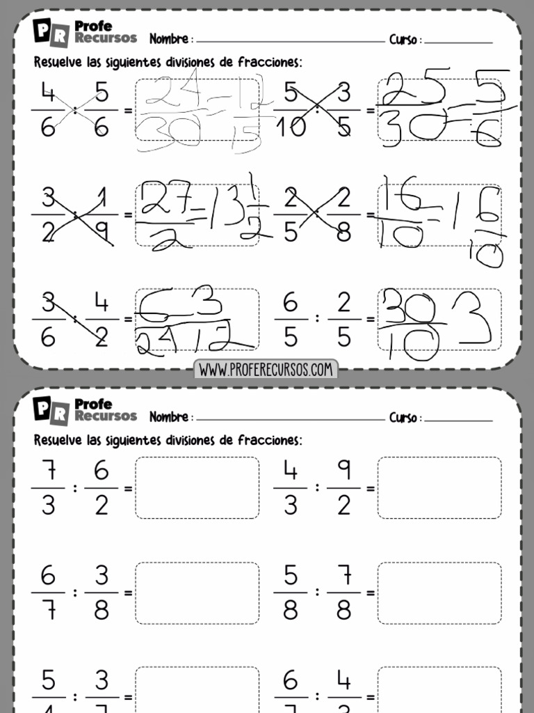 Division de Fracciones | PDF