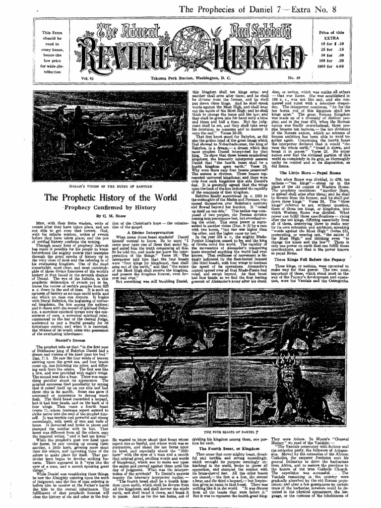 Advent Review and Sabbath Herald - August 9, 1915 | PDF | Daniel ...