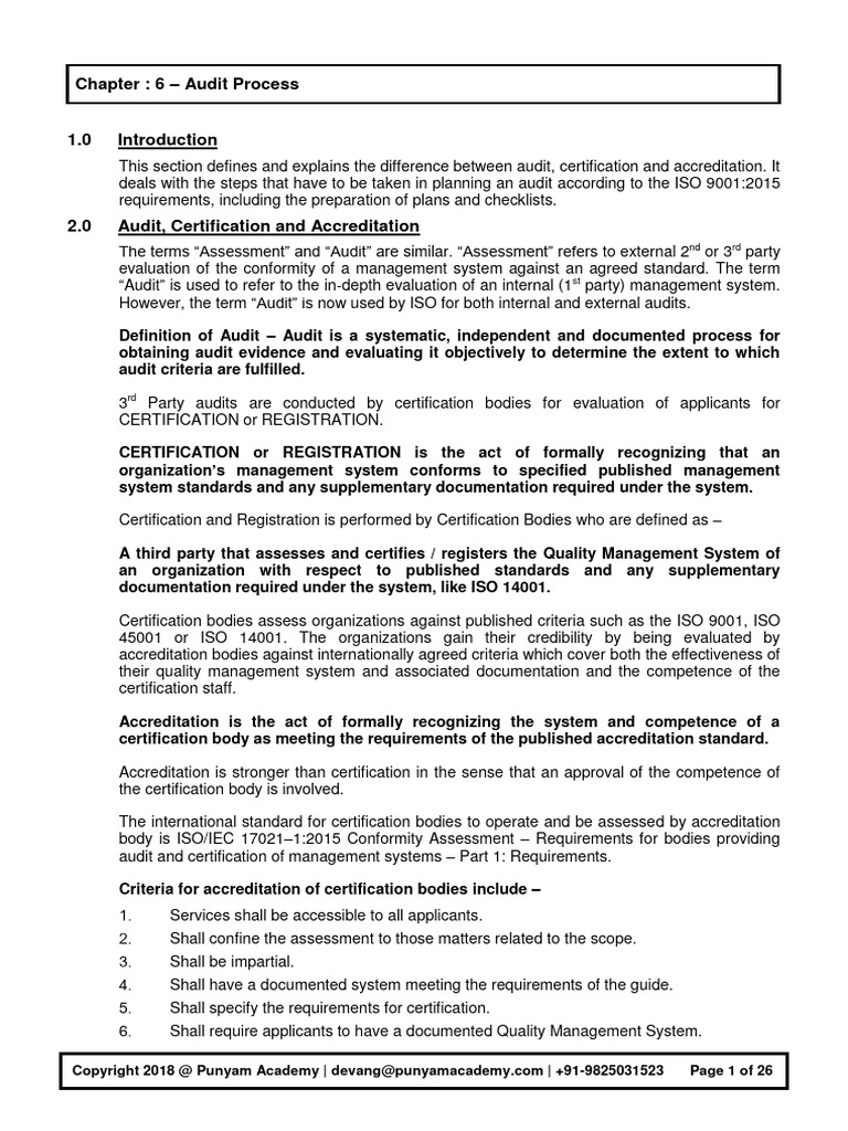 Chapter 6 Audit Process Pdf Audit Iso 9000