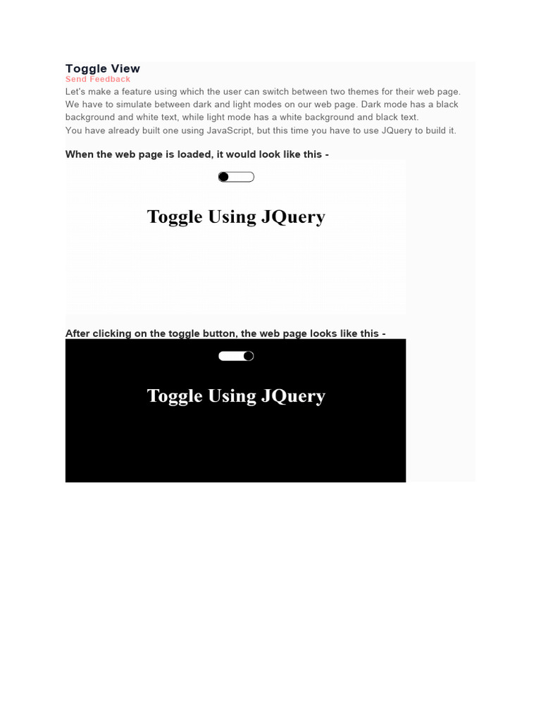 jQuery Theme Toggle: Dark & Light Mode | PDF