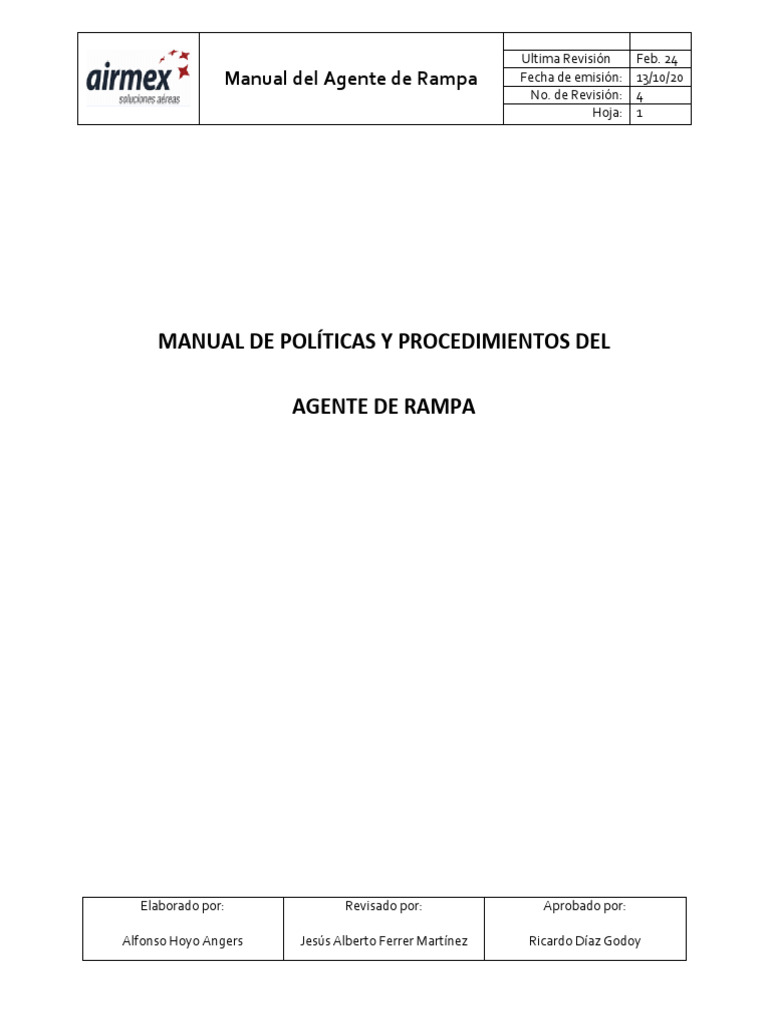 Manual Del Agente de Rampa | PDF | Aeropuerto | Auxiliar de vuelo