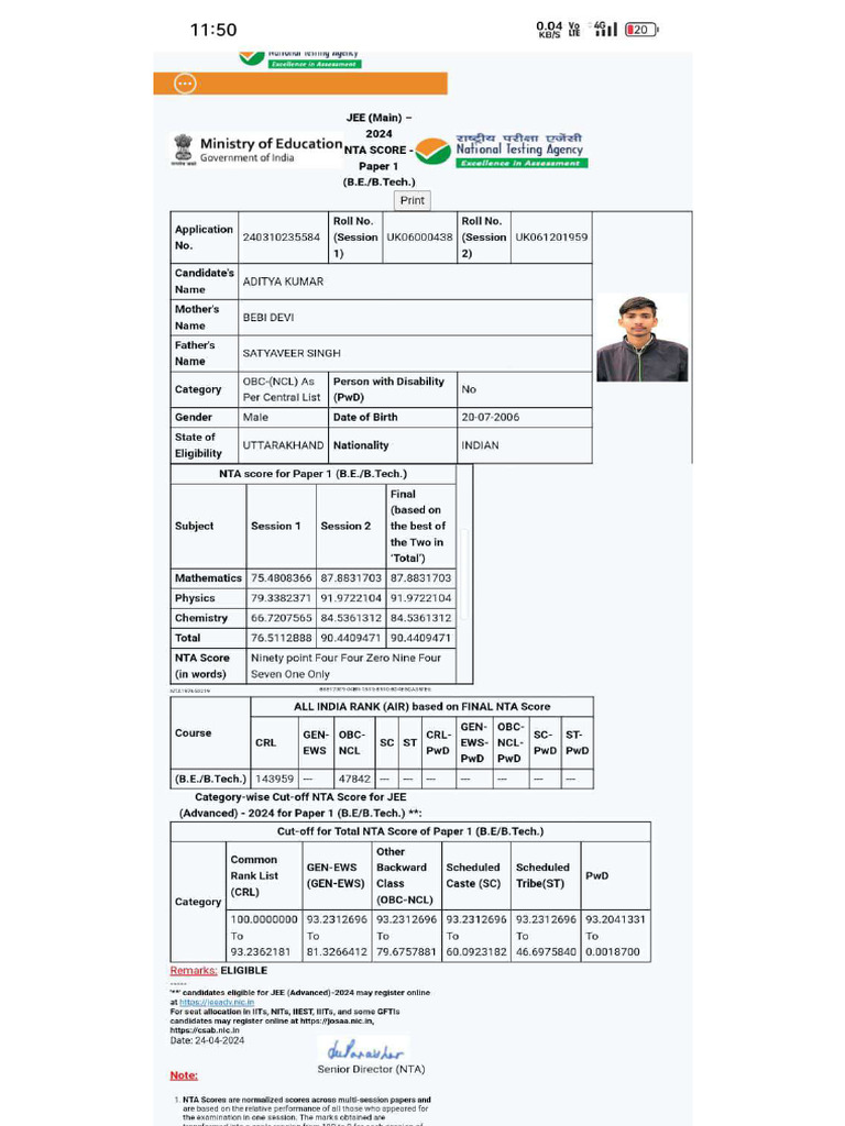 Aadi Score Card | PDF