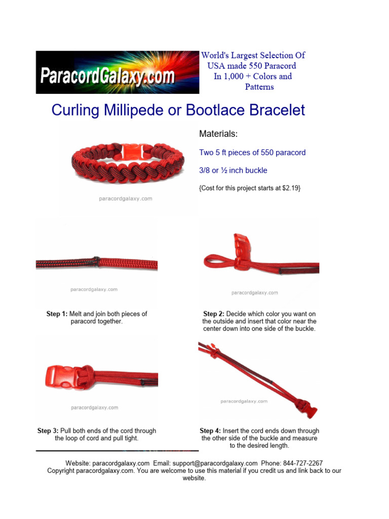 Curling Millipede or BootLace Bracelet | PDF