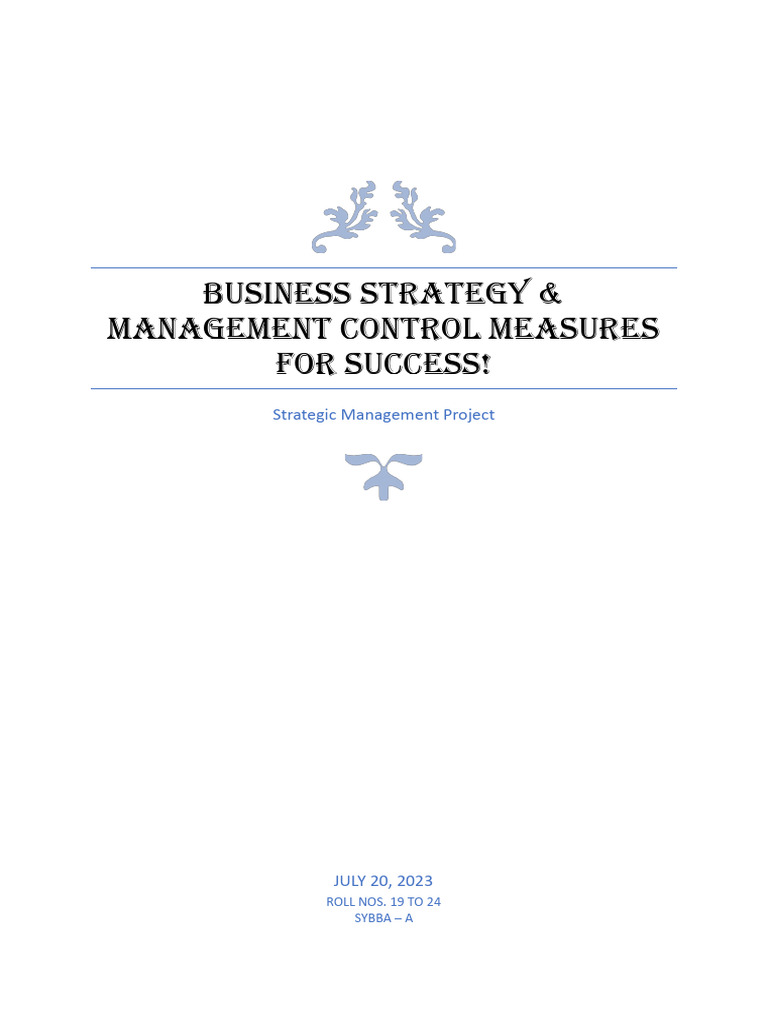 Final SM Project Document | PDF | Strategic Management | Internal Control