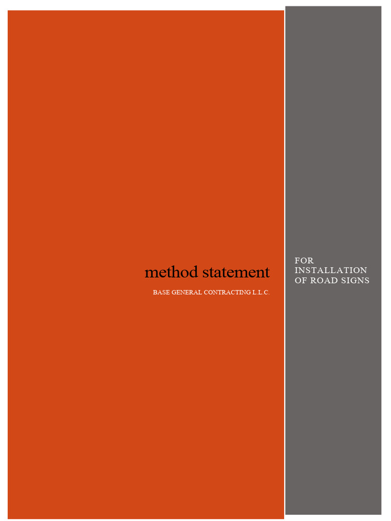 019_Method Statement - Installation of Road Signs | PDF | Occupational ...