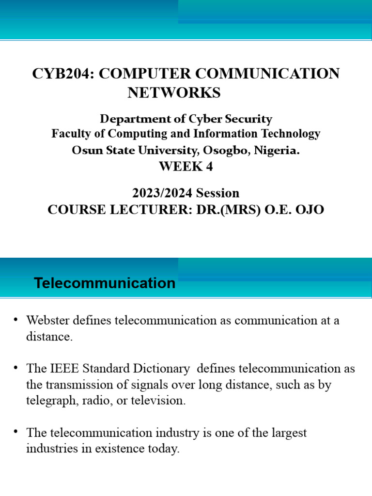 CYB204 Week4 | PDF | Computer Network | Packet Switching