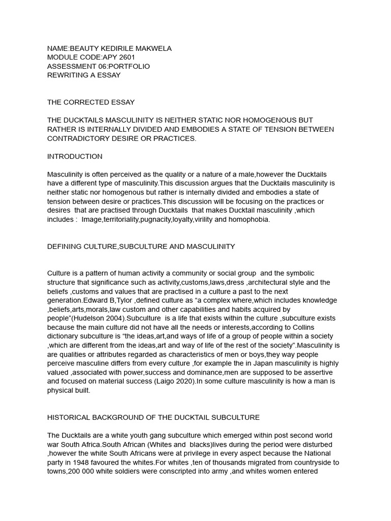 A2 | PDF | Masculinity | Essays