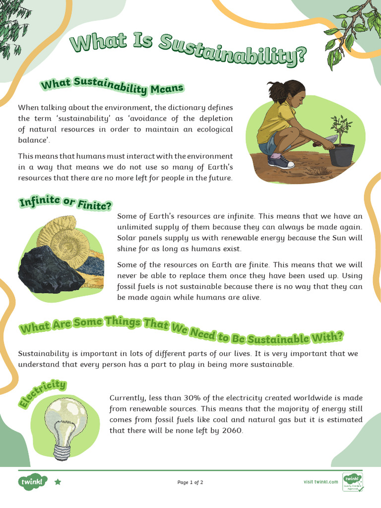 UKS2 What is Sustainability Differentiated Reading Comprehension ...