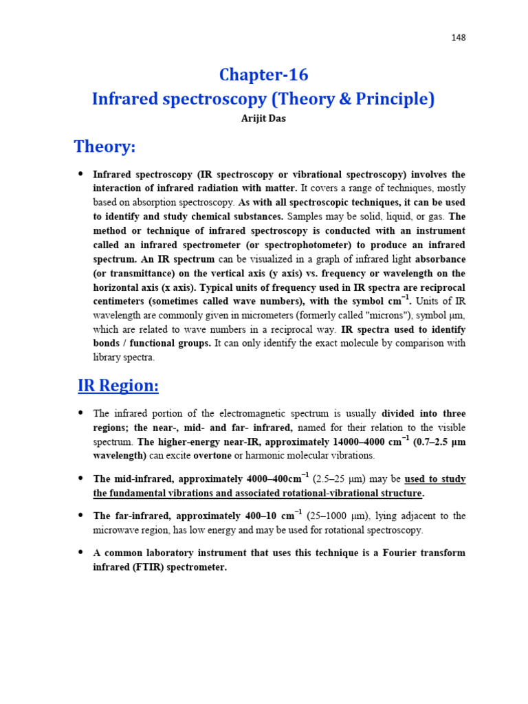 Chapter-16 Infrared Spectroscopy (Theory & Principle) PP 148-150 | PDF ...