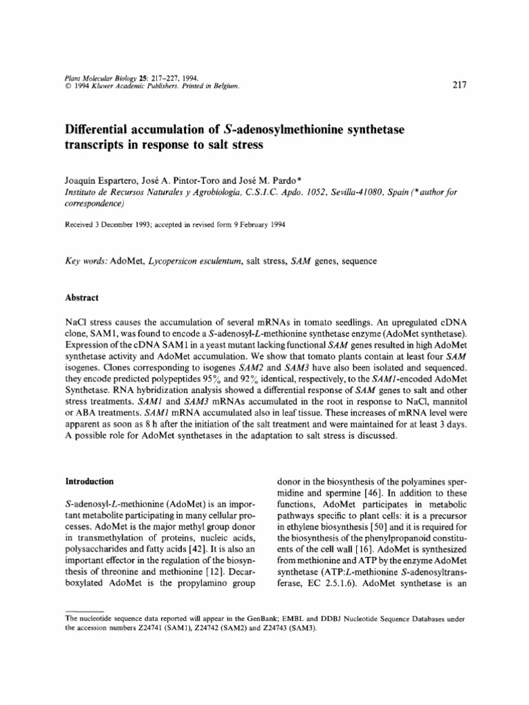 Espartero Sam Salt pmb'94 | PDF | Gene Expression | Gene